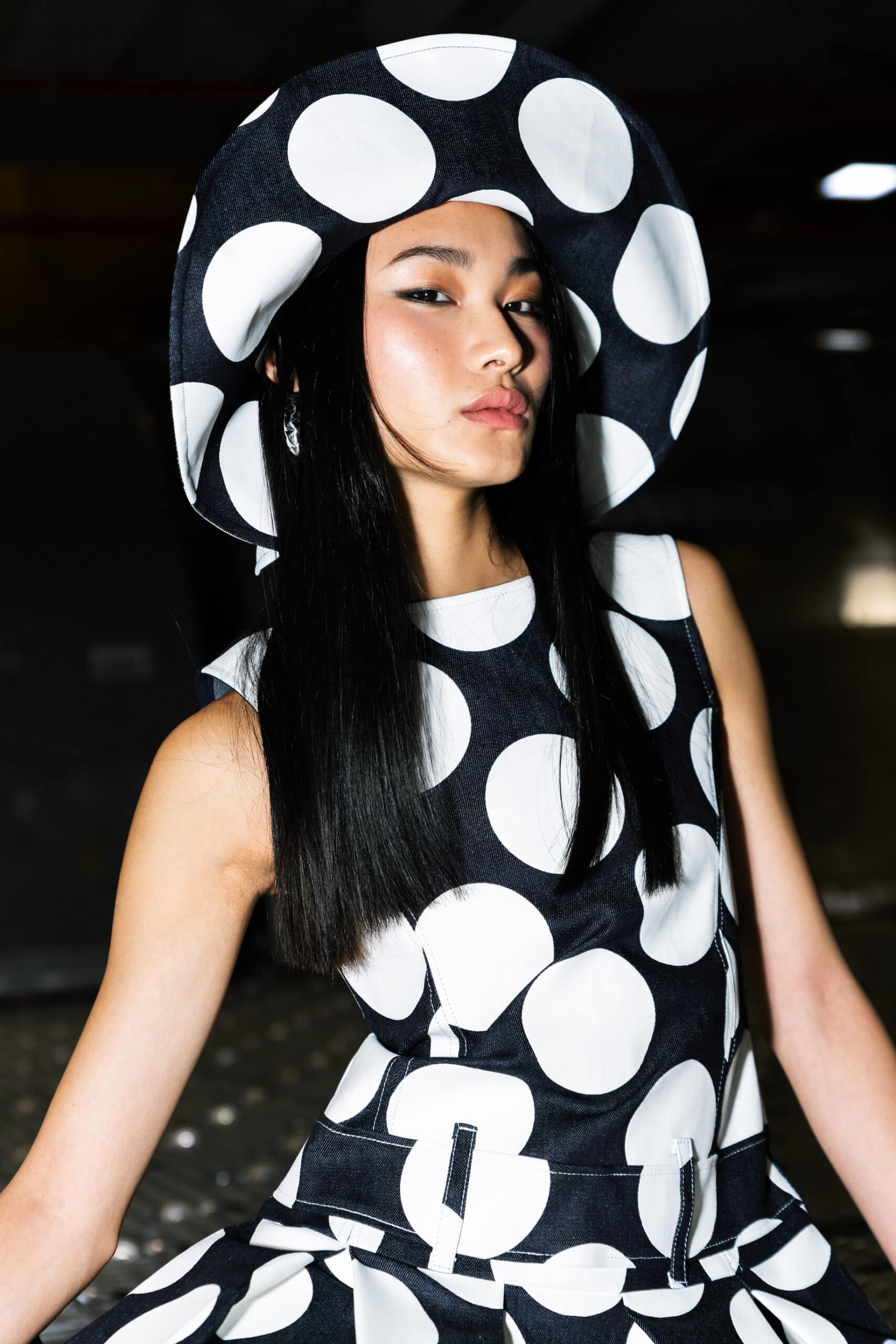 LA POUPETTE RUNWAY LOOK 15 – NATASHA Polka Dot Denim Mini Dress ...