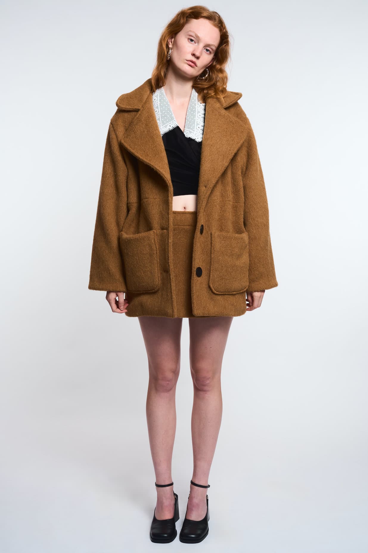LA POUPETTE RUNWAY LOOK 5 – ARGANE Honey Brown Wool Coat with Oversized ...
